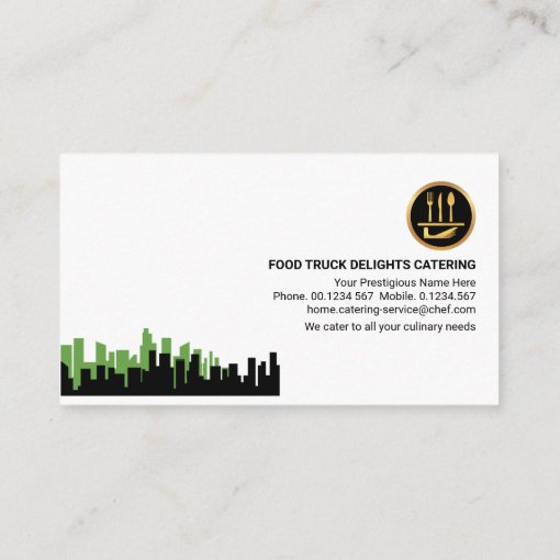 City Skyline Waiter Serving Hand Catering Business Card | Zazzle