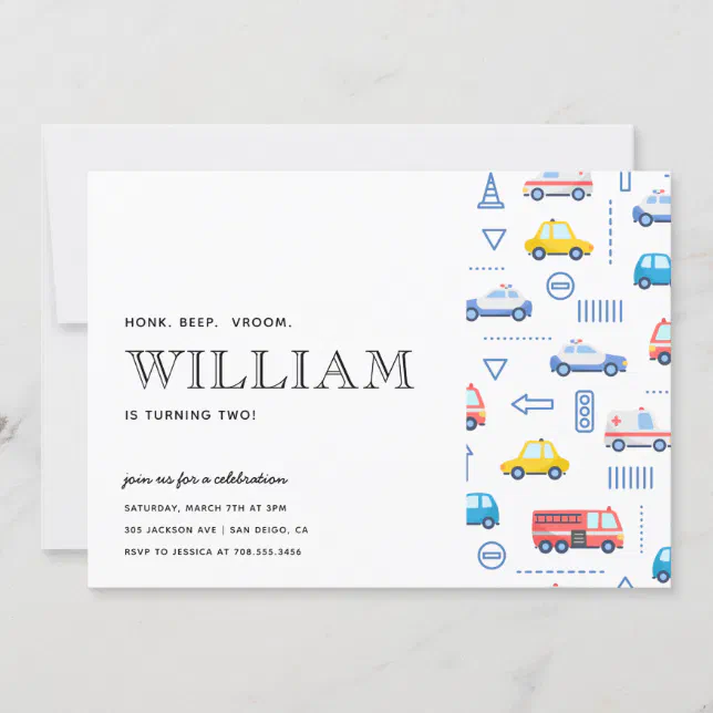 City Transportation Truck Second Birthday Party Invitation | Zazzle