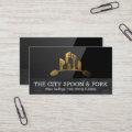 City Utensils Gold Logo | Black Gloss Business Card | Zazzle