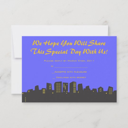 CITYSCAPE Birthday party Invitation reply card | Zazzle.com