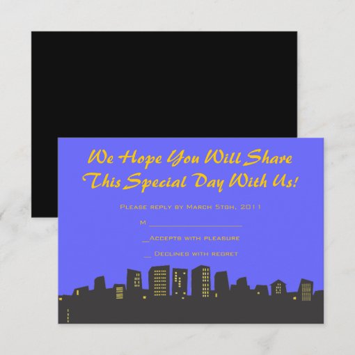 CITYSCAPE Birthday party Invitation reply card | Zazzle