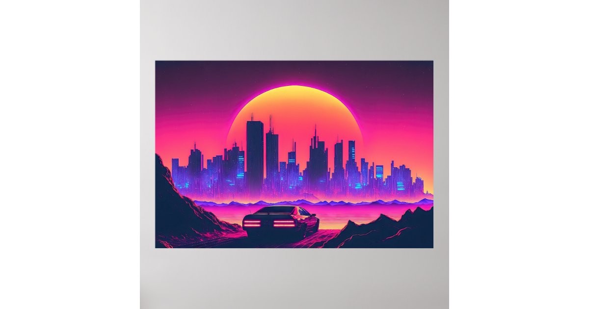 Cityscape Cruiser: Chasing the Sunset Poster | Zazzle