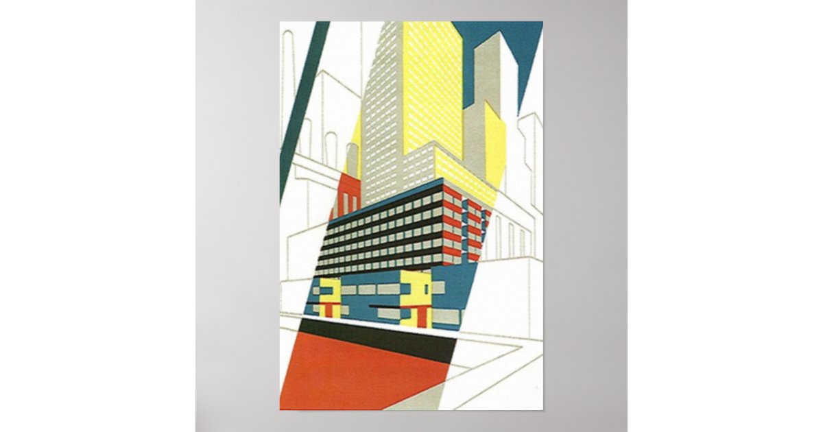 Cityscape Skyscrapers Concrete architecture Poster | Zazzle