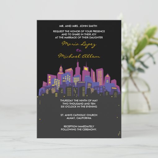 CITYSCAPE Wedding Invitation Invite | Zazzle