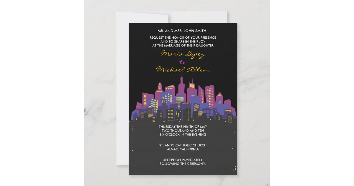 CITYSCAPE Wedding Invitation Invite | Zazzle
