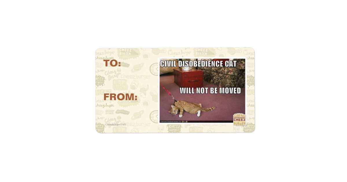 Civil Disobedience Cat Label | Zazzle