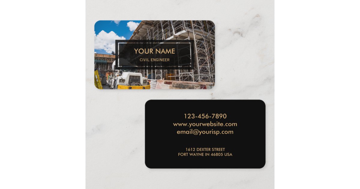 Civil Engineer (Elegant Photo Overlay) Business Card | Zazzle