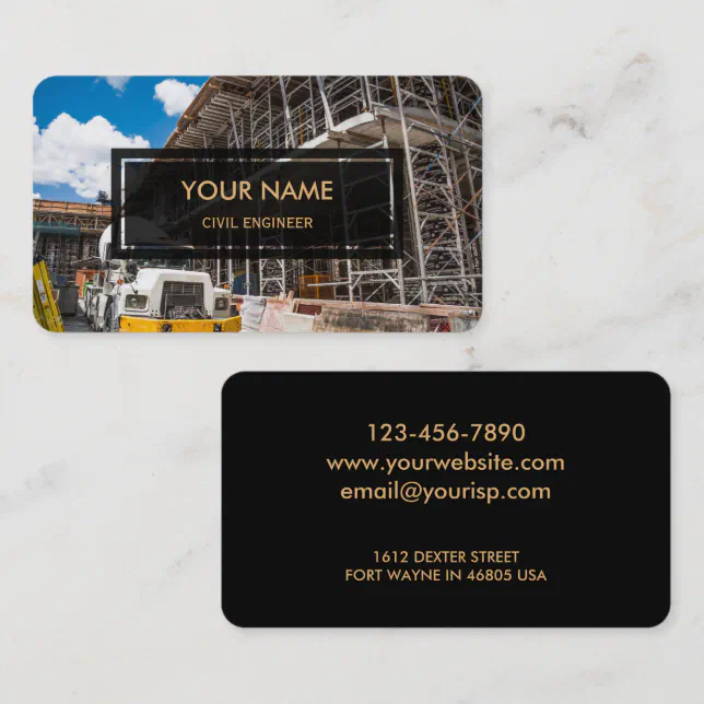 Civil Engineer (Elegant Photo Overlay) Business Card | Zazzle