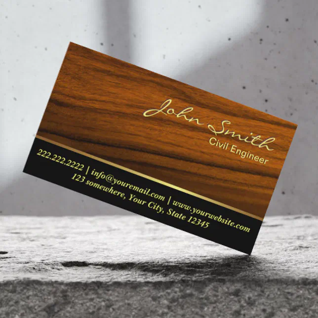 Civil Engineer Elegant Wood Business Card | Zazzle