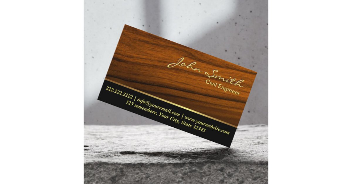 Civil Engineer Elegant Wood Business Card | Zazzle