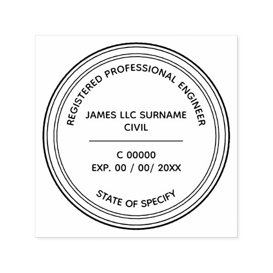 Civil Engineer Professional seal reg no. & expiry Self-inking Stamp ...
