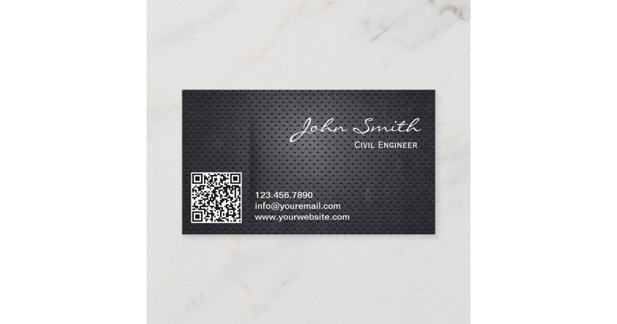 Civil Engineer QR Code Metal Business Card | Zazzle