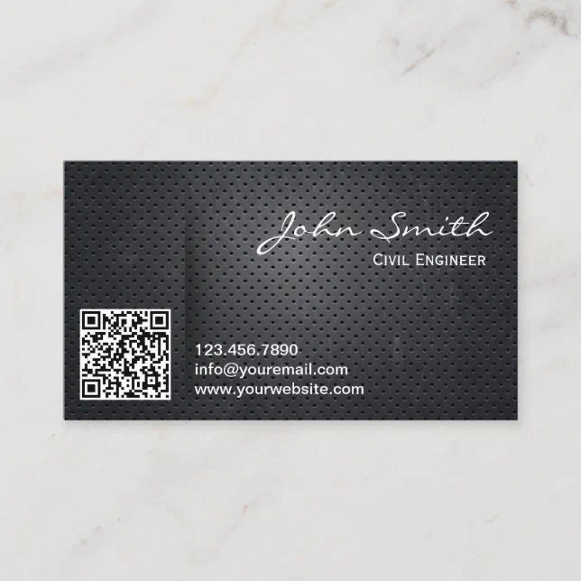 Civil Engineer QR Code Metal Business Card | Zazzle