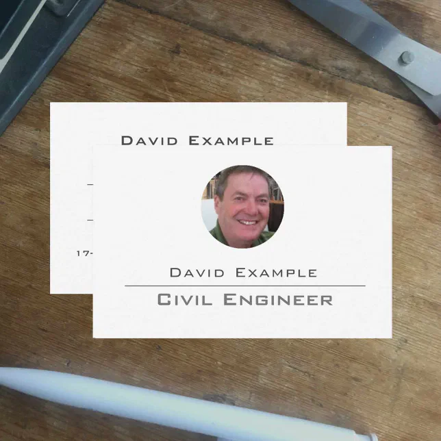 Civil Engineer with Photo of Holder Business Card | Zazzle