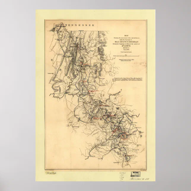 Civil War Atlanta Campaign Map September 1, 1864 Poster | Zazzle