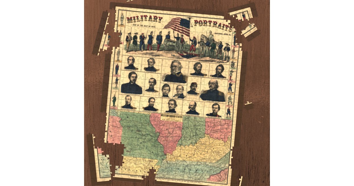 Civil War Border Military Portraits 1861, Restored Jigsaw Puzzle | Zazzle