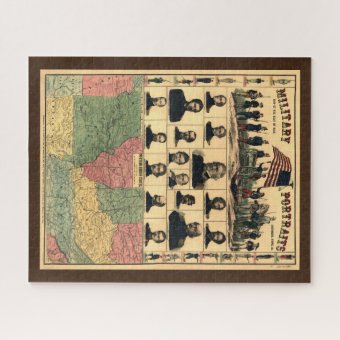 Civil War Border Military Portraits 1861, Restored Jigsaw Puzzle | Zazzle