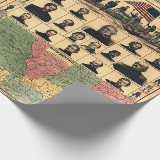 Civil War Border Military Portraits 1861, Restored Wrapping Paper | Zazzle