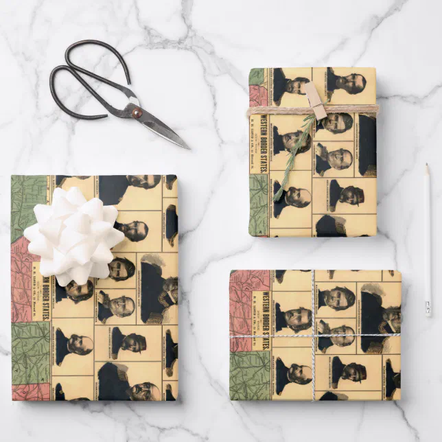 Civil War Border Military Portraits 1861, Restored Wrapping Paper ...