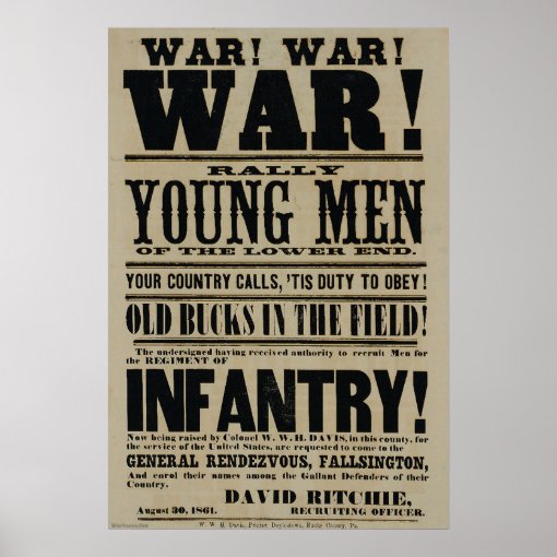 Civil War Recruiting Poster | Zazzle