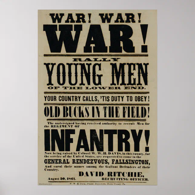 Civil War Recruiting Poster | Zazzle