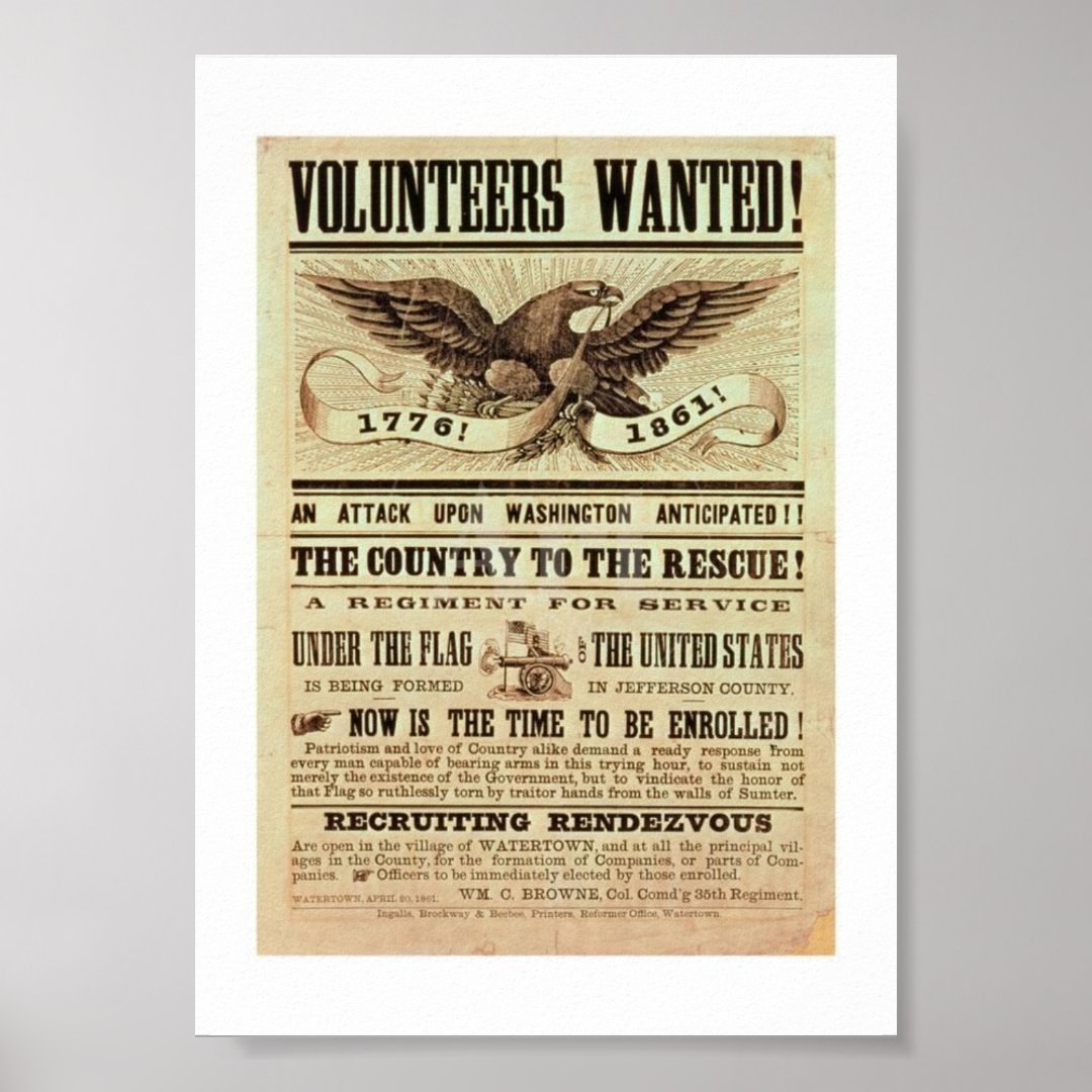 Civil War Recruiting Poster | Zazzle