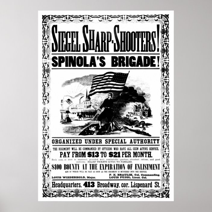 Civil War Recruitment Poster, black Poster | Zazzle