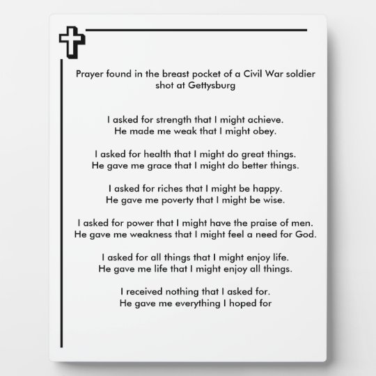 Civil War Soldier Prayer Plaque | Zazzle.com
