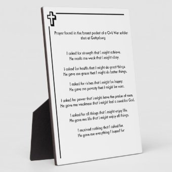 Civil War Soldier Prayer Plaque | Zazzle