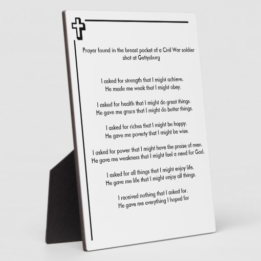 Civil War Soldier Prayer Plaque | Zazzle