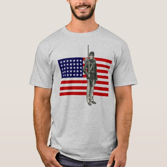 Civil War Soldier with Union Flag T-Shirt | Zazzle.com