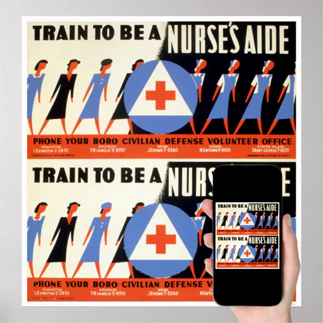Civilian Defense - Train to be a Nurse's Aid - WPA Poster | Zazzle