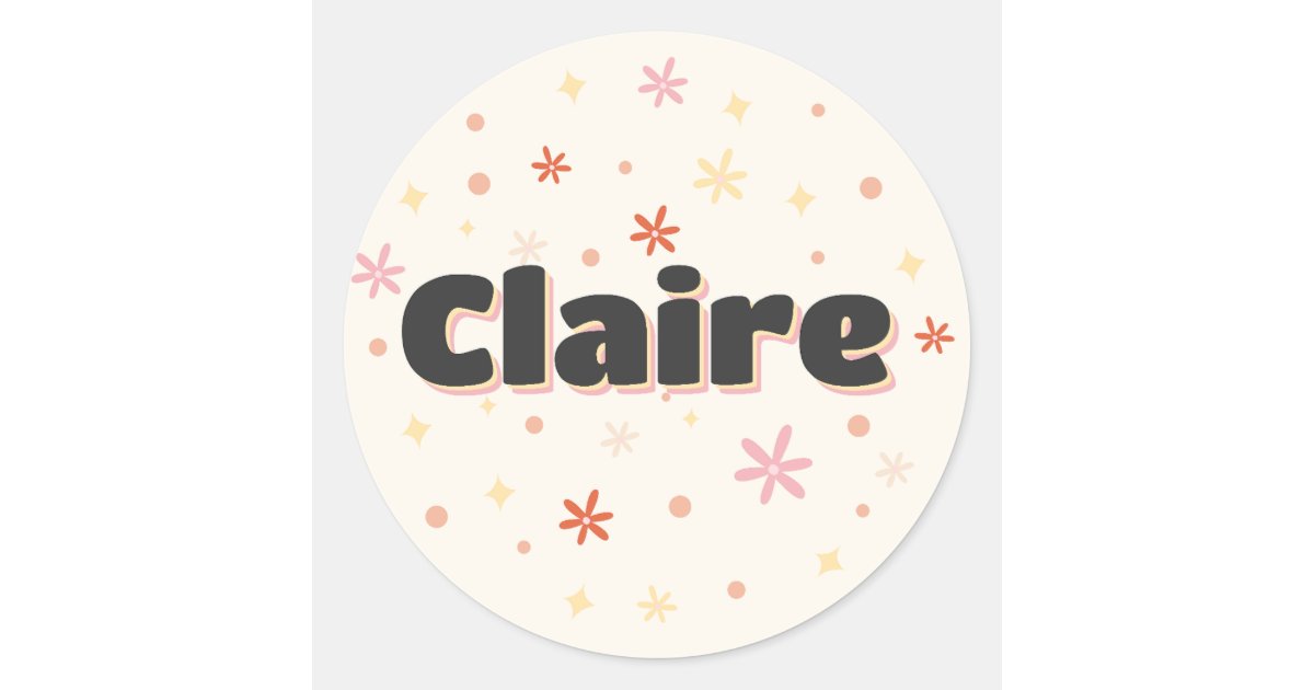Claire name cute design classic round sticker | Zazzle