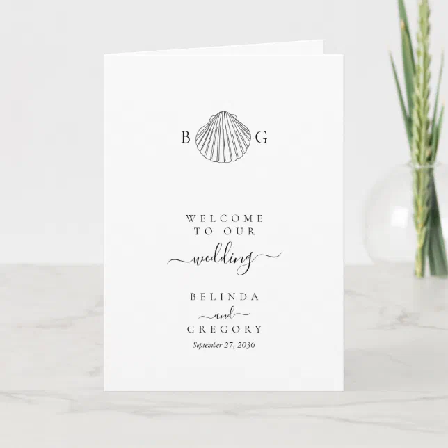 Clam Seashell Monogram Wedding Order of Service Program | Zazzle