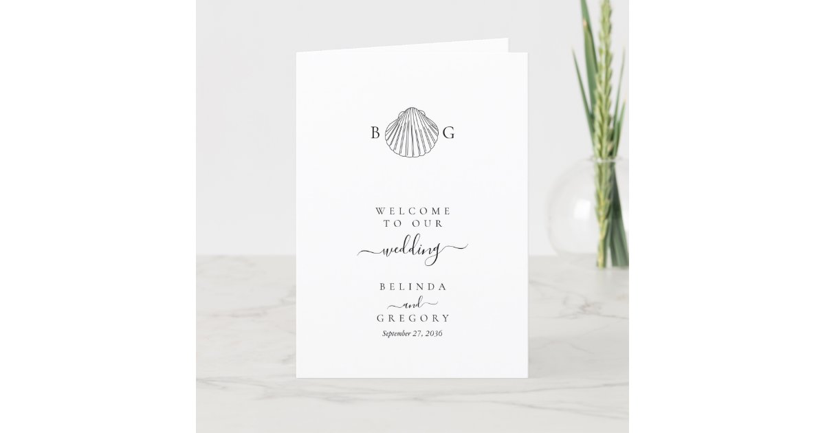 Clam Seashell Monogram Wedding Order of Service Program | Zazzle