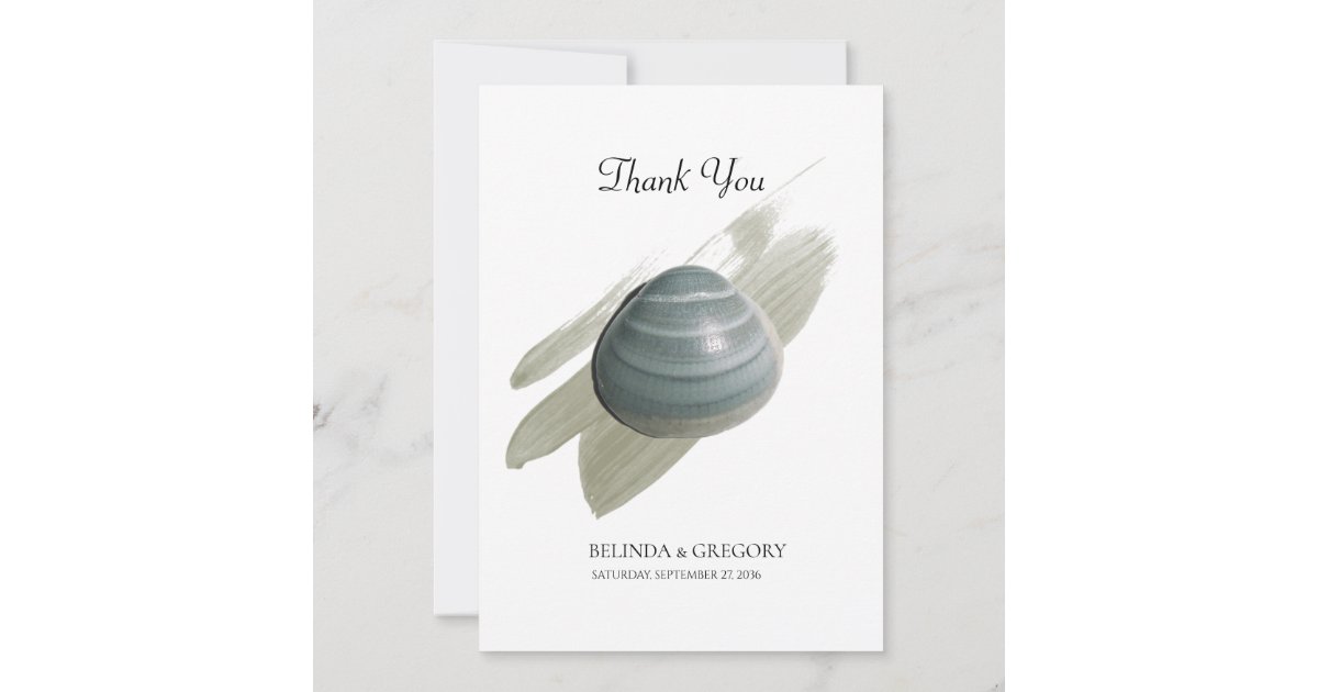 Clam Watercolor Stroke Wedding Thank You Card | Zazzle