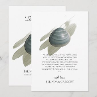 Clam Watercolor Stroke Wedding Thank You Card | Zazzle