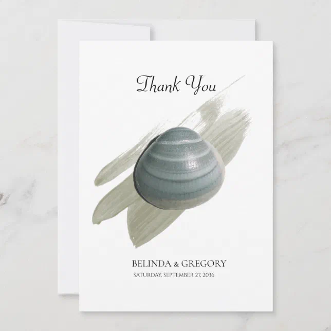 Clam Watercolor Stroke Wedding Thank You Card | Zazzle