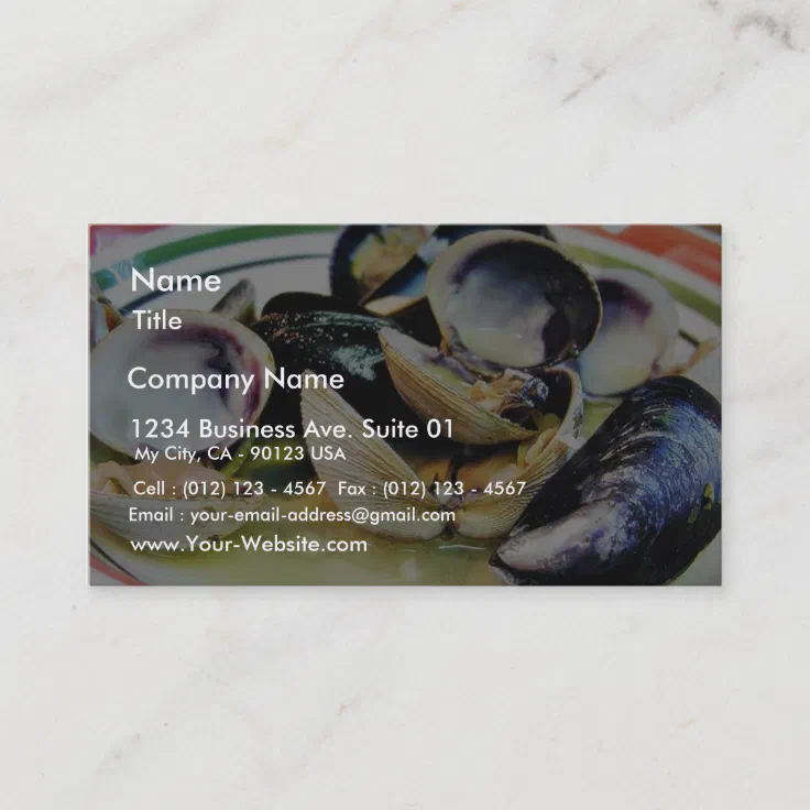 Clams Muscles Shellfish Food Business Card | Zazzle