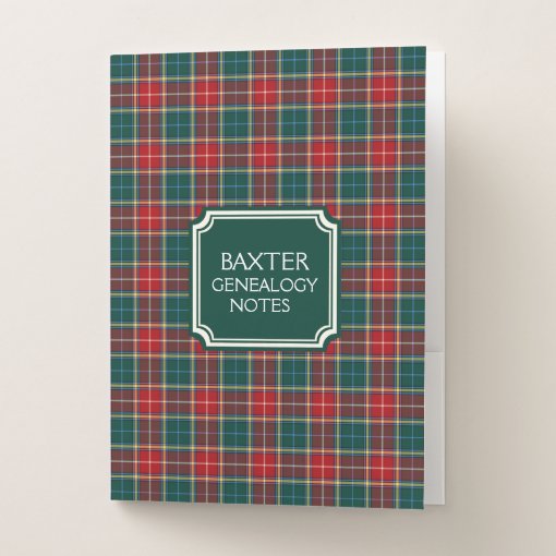 Clan Baxter Tartan Scottish Pattern Genealogy Pocket Folder | Zazzle