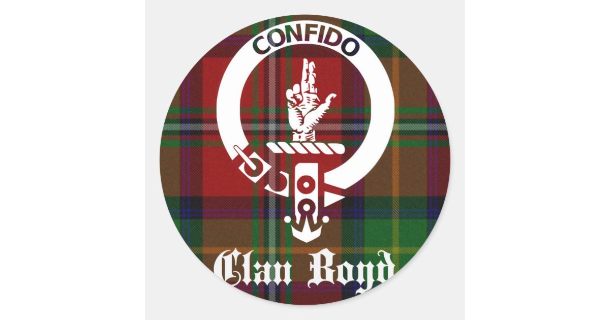 Clan Boyd Crest Tartan Classic Round Sticker | Zazzle