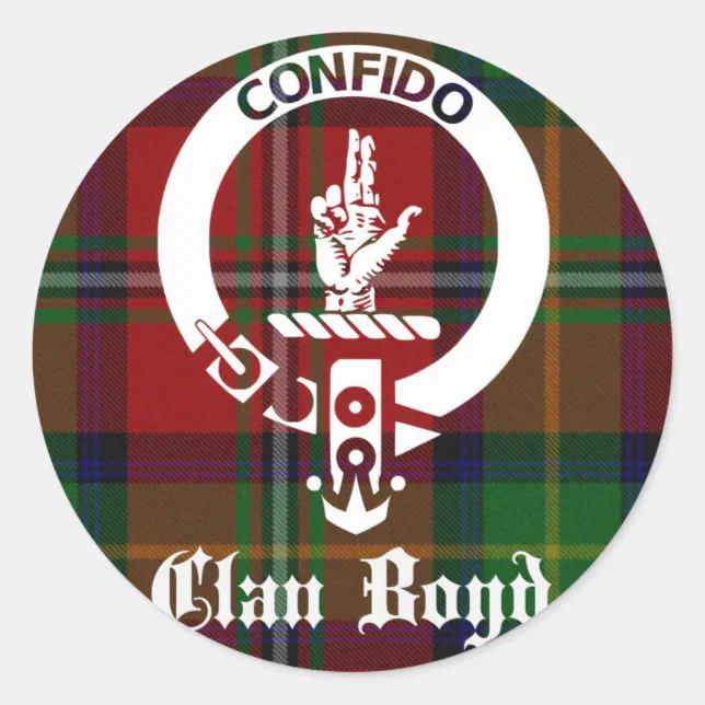 Clan Boyd Crest Tartan Classic Round Sticker | Zazzle