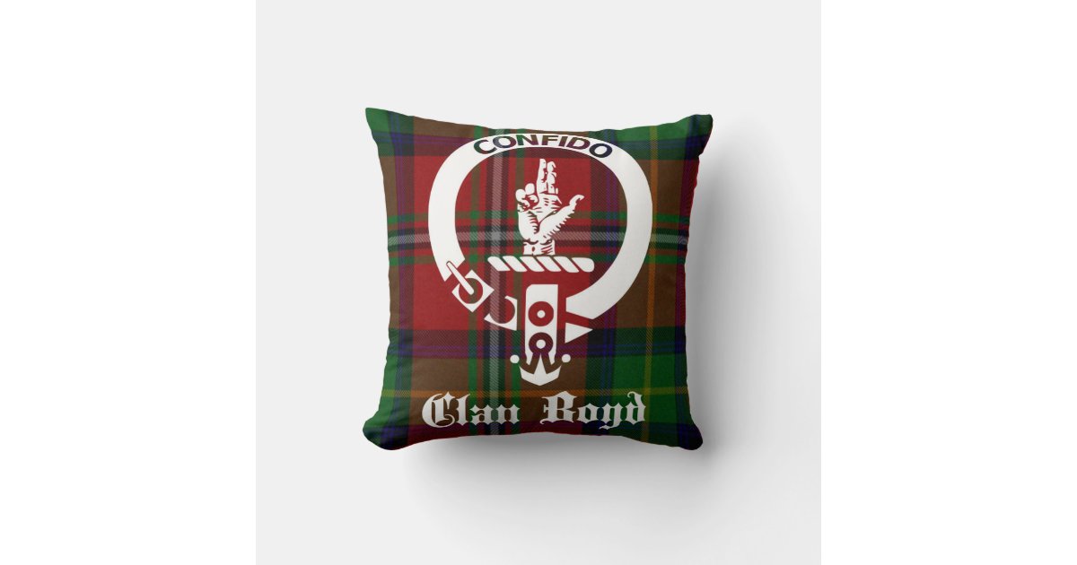 Clan Boyd Tartan and Crest Throw Pillow | Zazzle
