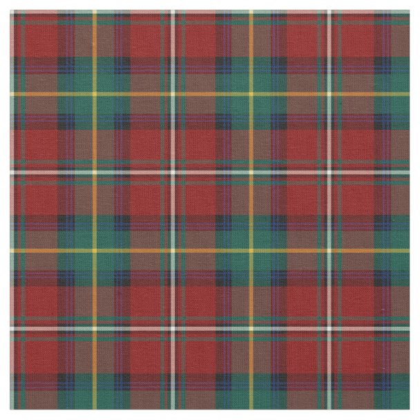 Clan McCann Tartan Blue and Gold Plaid Fabric | Zazzle