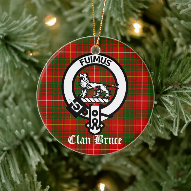 Clan Bruce Crest Badge and Tartan Ceramic Ornament | Zazzle