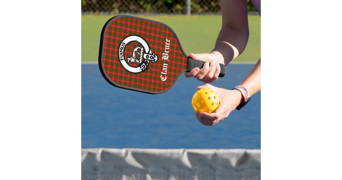 Clan Bruce Crest Badge & Tartan Custom Pickleball Paddle | Zazzle