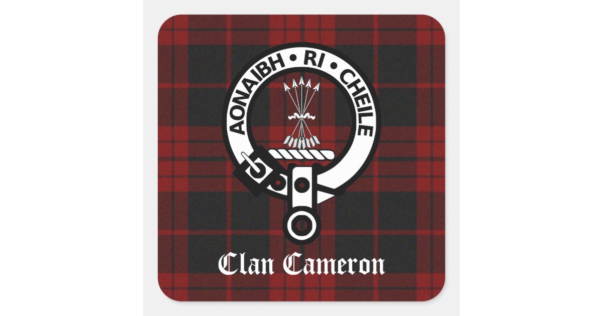 Clan Cameron Crest & Tartan Square Sticker | Zazzle