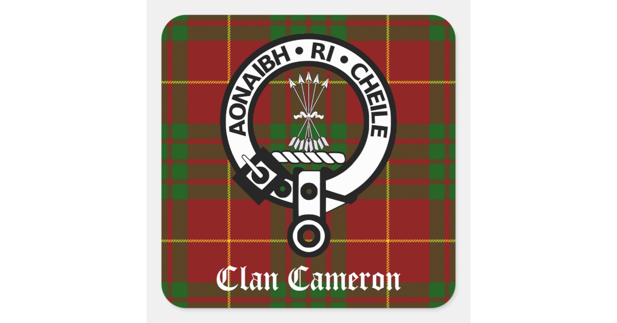 Clan Cameron Crest & Tartan Square Sticker | Zazzle