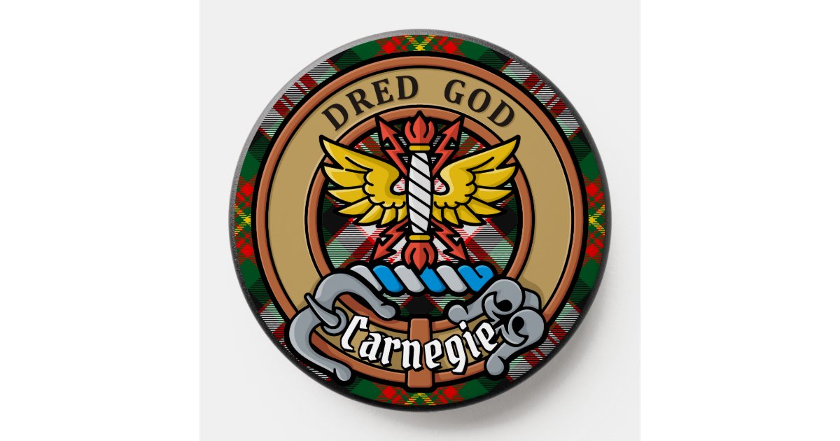 Clan Carnegie Crest over Dress Tartan PopSocket | Zazzle