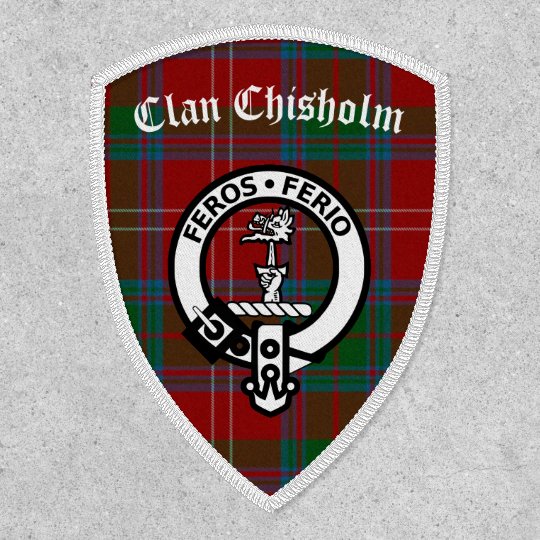 Clan Chisholm Crest Badge and Tartan Iron On Patch | Zazzle.com